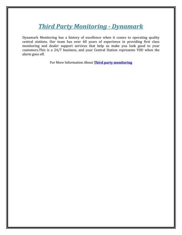 Third party monitoring dynamark | DOC