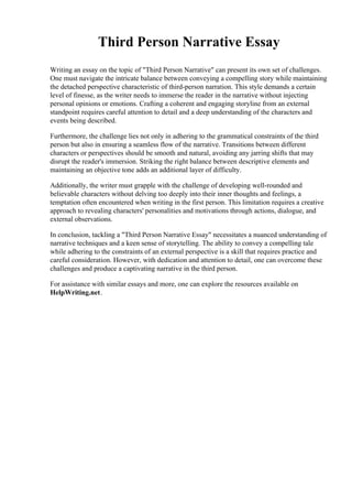 Third Person Narrative Essay. Downstate Medical Center | PDF ...