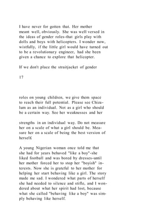 THIRD SUGGESTION Teach her that the idea of gender roles | DOCX