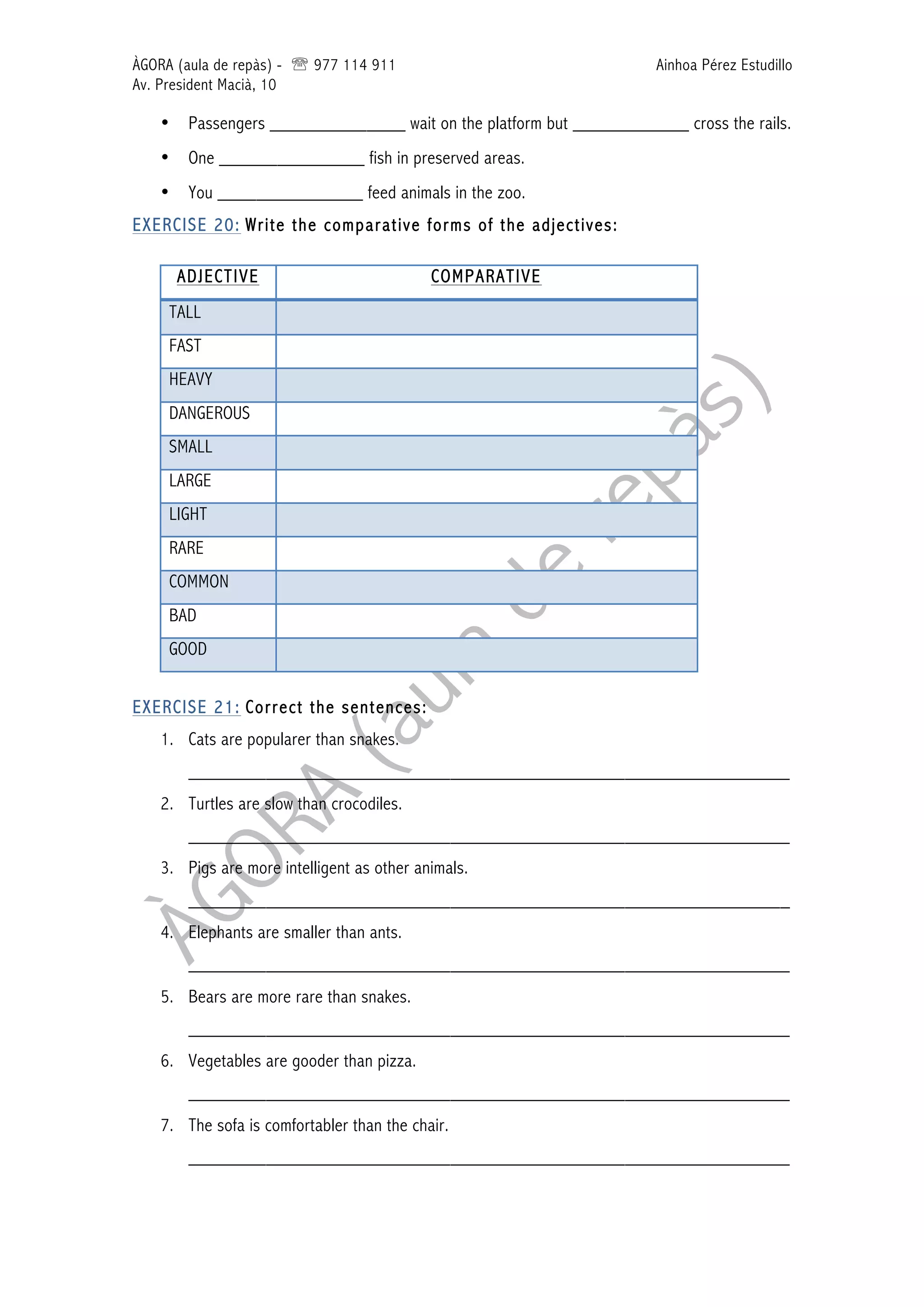 Third Term Grammar 1st ESO | PDF