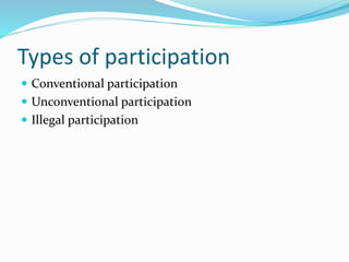 Third world countries, Topic Issues of political participation in 3rd ...