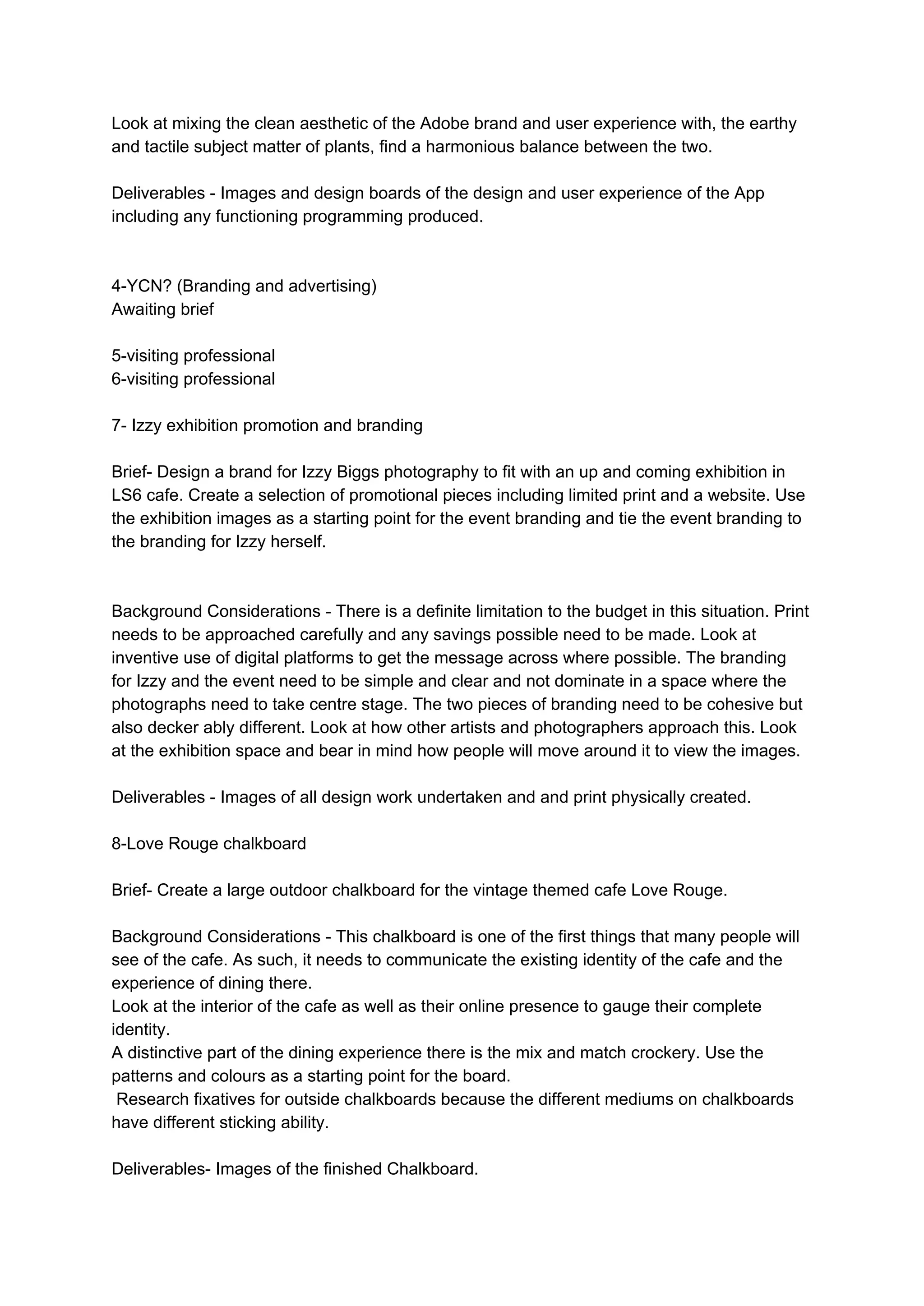 Third Year Design Briefs | PDF