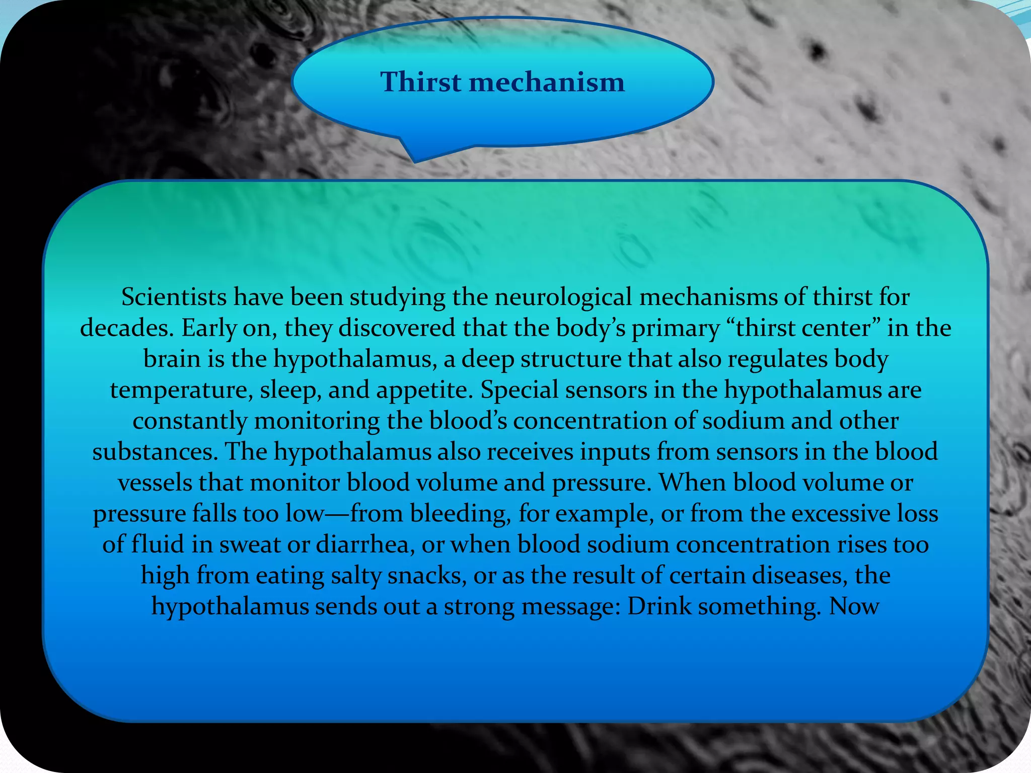 Thirst mechanism during dehydration | PPTX