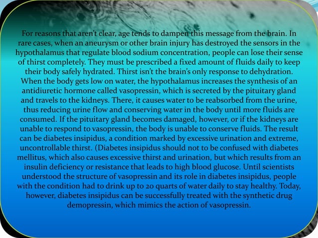 Thirst mechanism during dehydration | PPTX