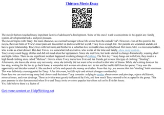Thirteen Movie Essay | PDF