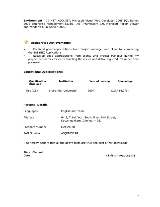 Thiruthuvadoss profile | DOC | Databases | Computer Software and Applications