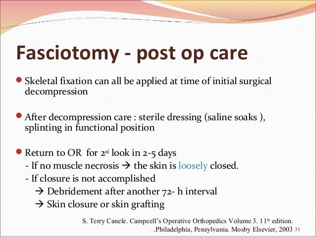 Compartment syndrome, acute, chronic, anatomy and operation