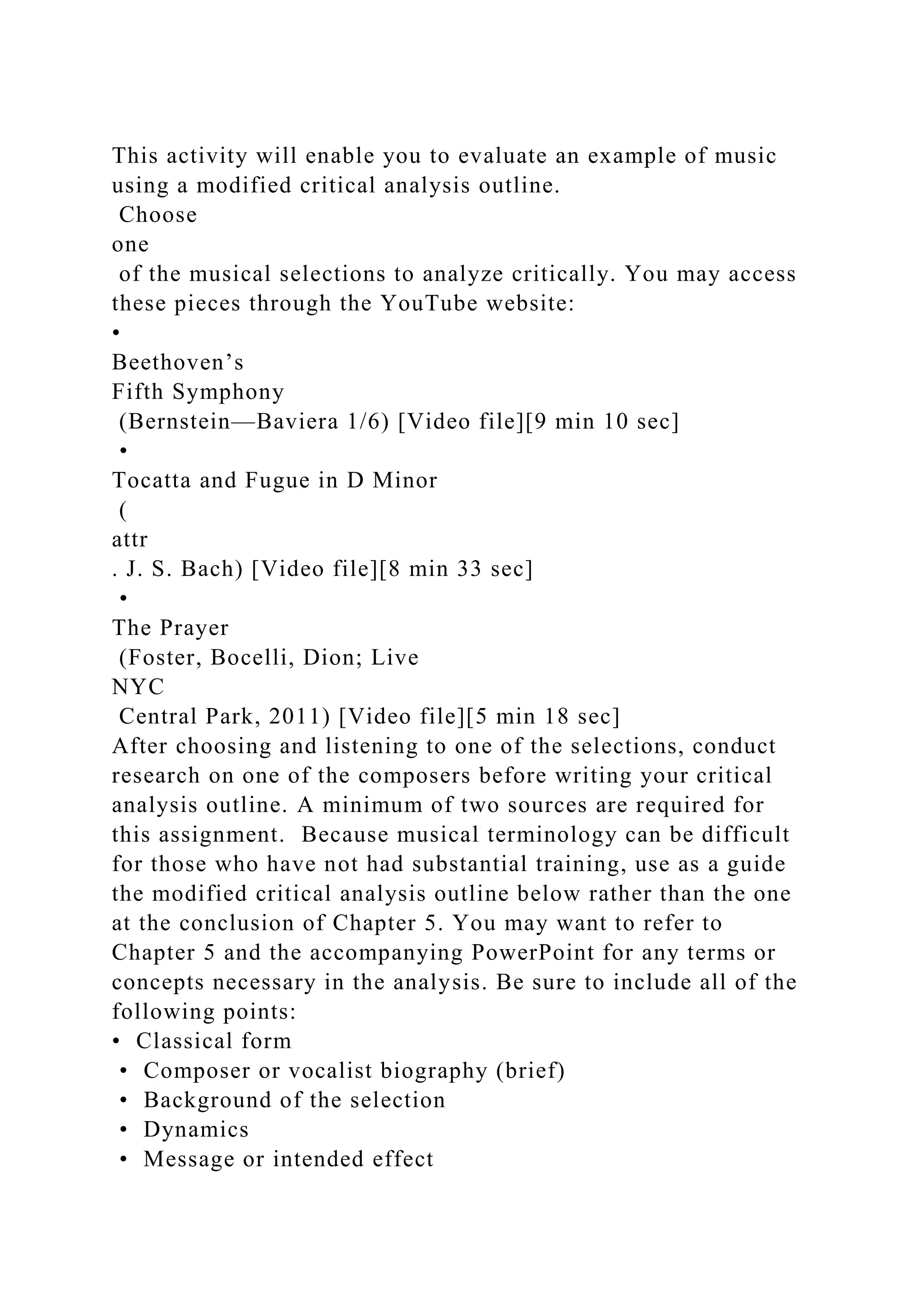 This activity will enable you to evaluate an example of music using .docx