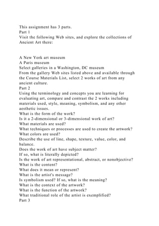 This assignment has 3 parts.Part 1Visit the following Web sites,.docx