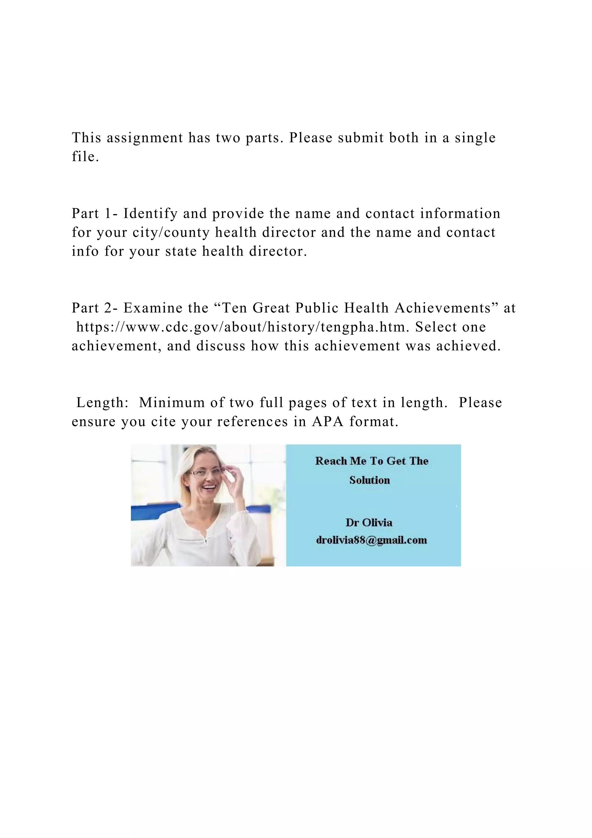 This assignment has two parts. Please submit both in a single fi.docx