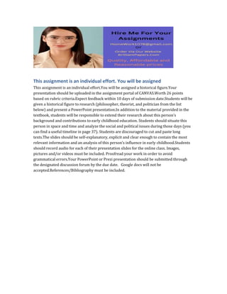 This assignment is an individual You will be assigned.docx