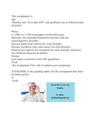 This assignment is due Monday Jan. 25 at 8pm EST. and guidlines .docx