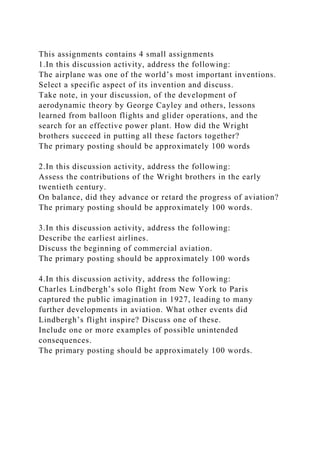 This assignments contains 4 small assignments1.In this discussion .docx