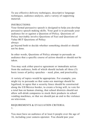 This assignment should include the outline of PERSUASIVE SPEECH.docx