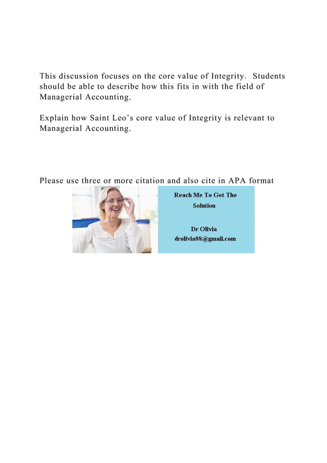 This discussion focuses on the core value of Integrity. Student | PDF