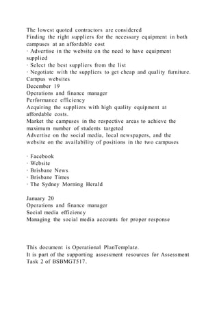 This document is Operational Performance Report Template. It | DOCX