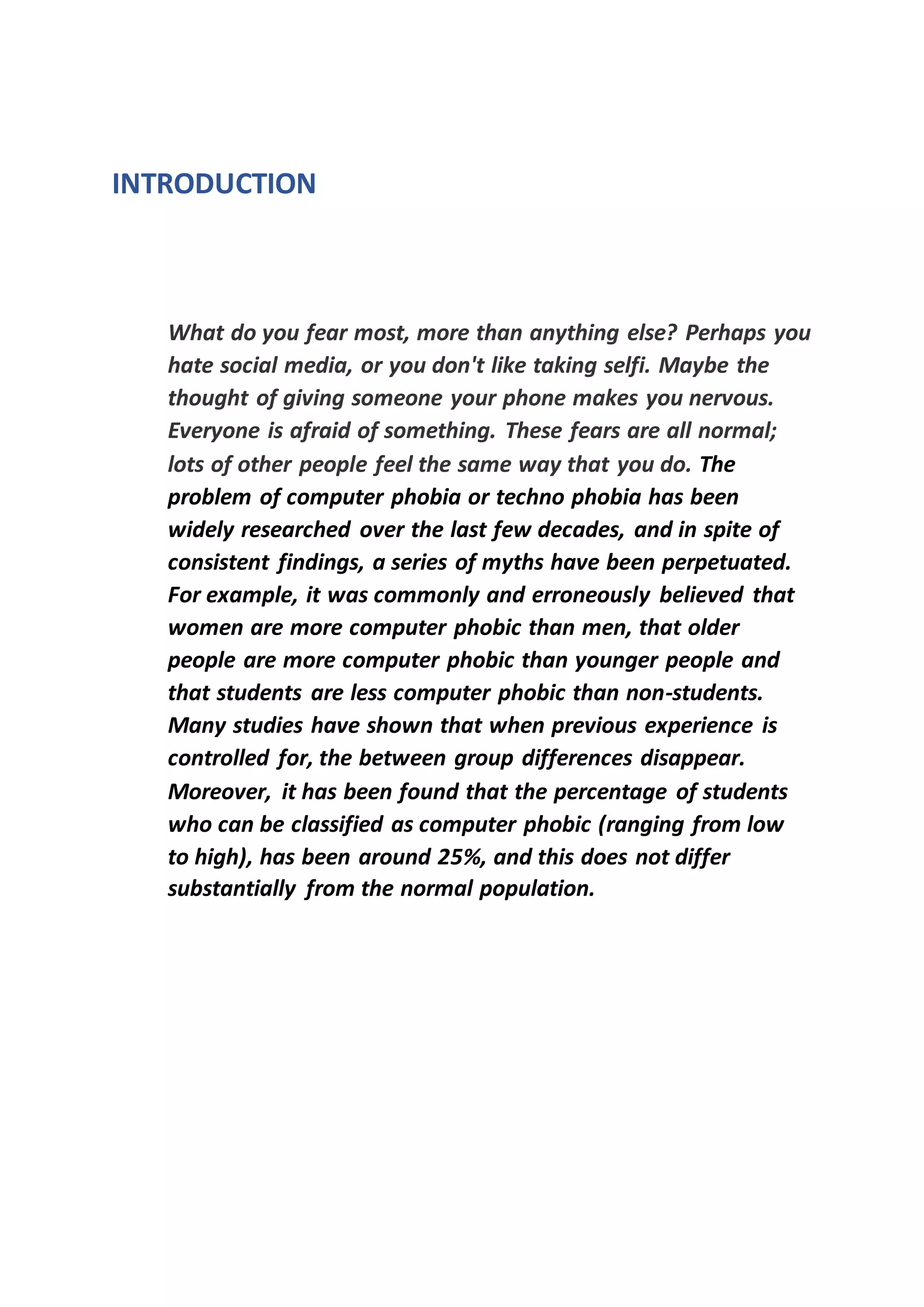 Phobia Of Computer | DOCX