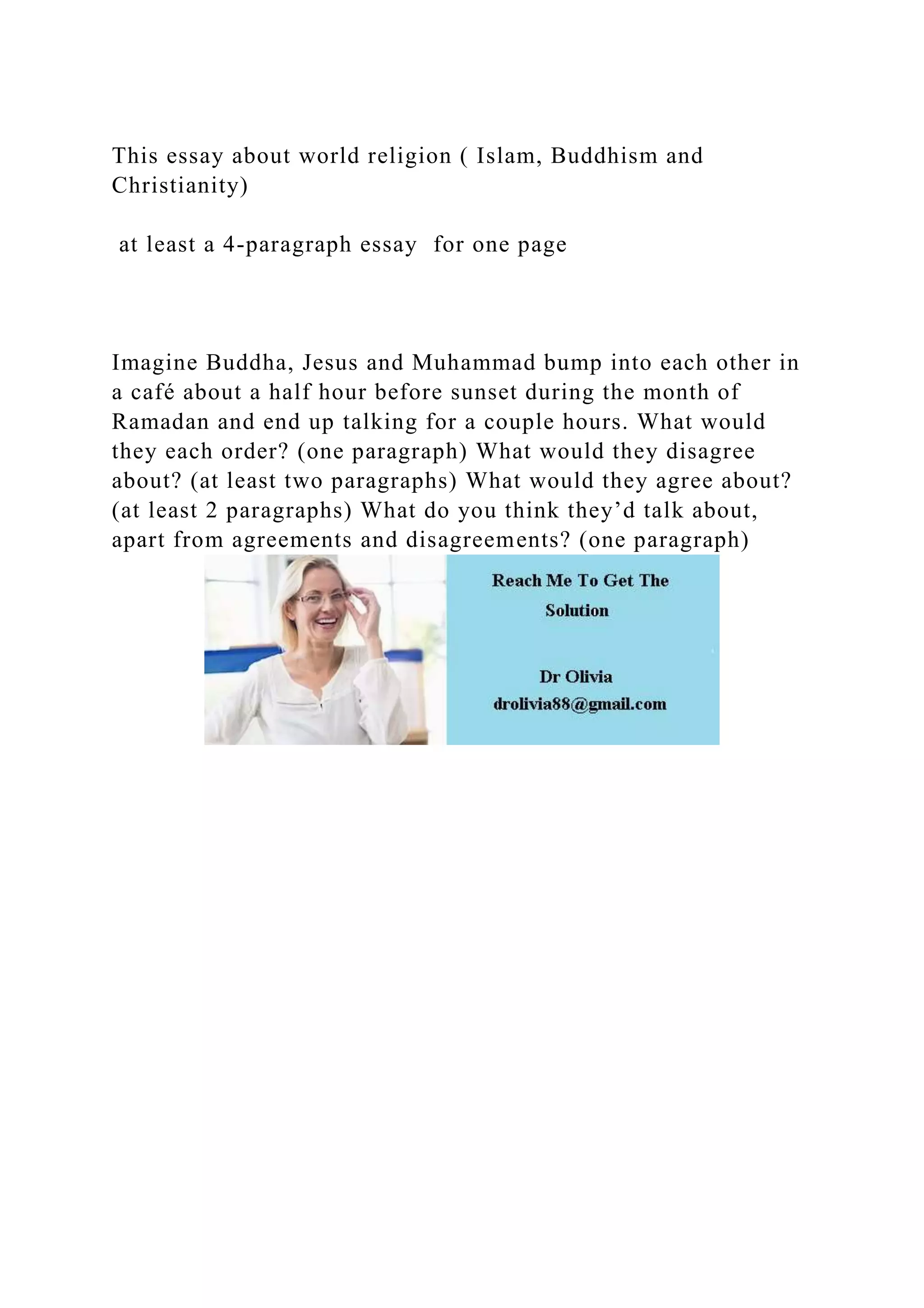 This essay about world religion ( Islam, Buddhism and Christianity).docx