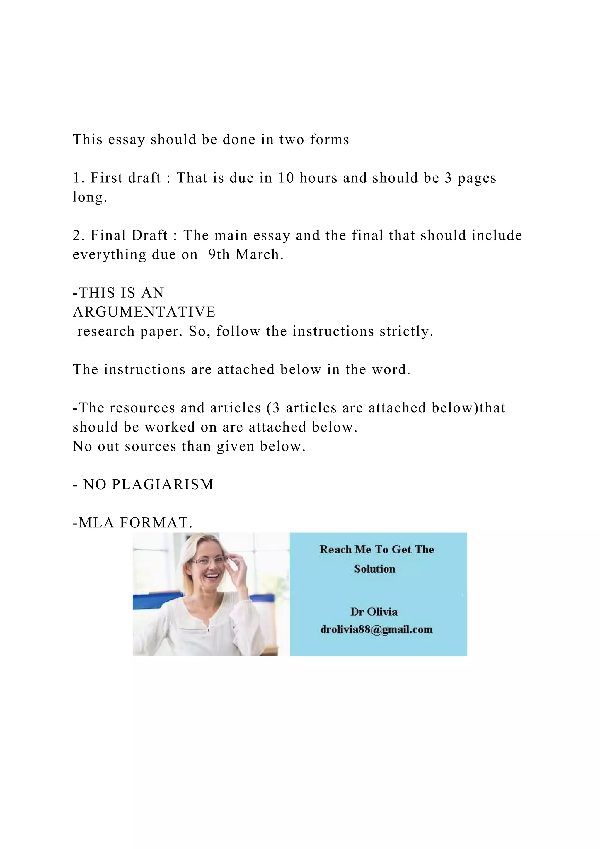 This essay should be done in two forms1. First draft That .docx