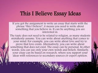 This i believe essay ideas | PPTX