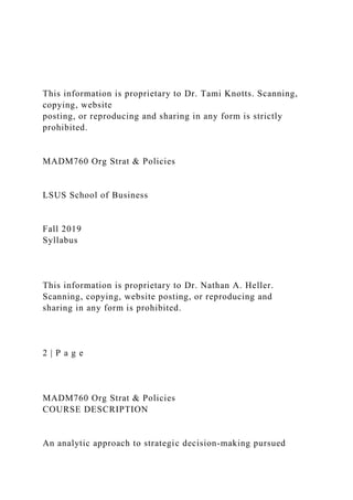 This information is proprietary to Dr. Tami Knotts. Scanning, .docx