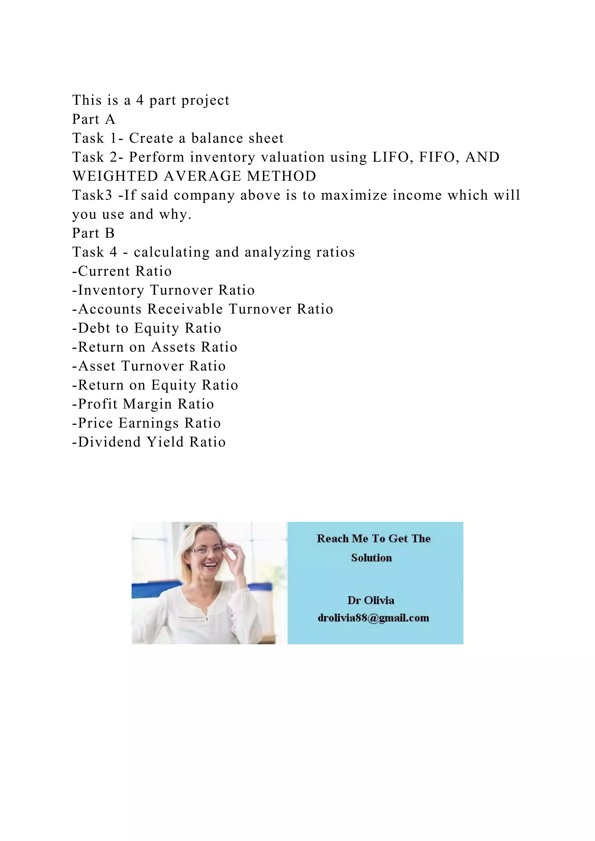 This is a 4 part projectPart ATask 1- Create a balance sheetTa.docx