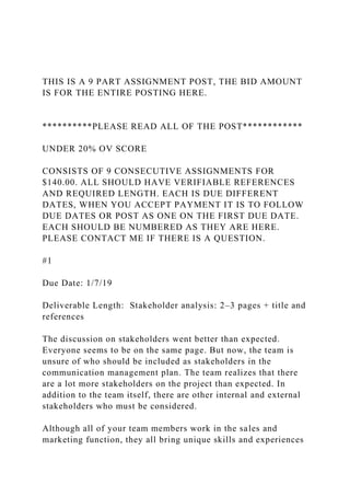 THIS IS A 9 PART ASSIGNMENT POST, THE BID AMOUNT IS FOR THE ENTI.docx