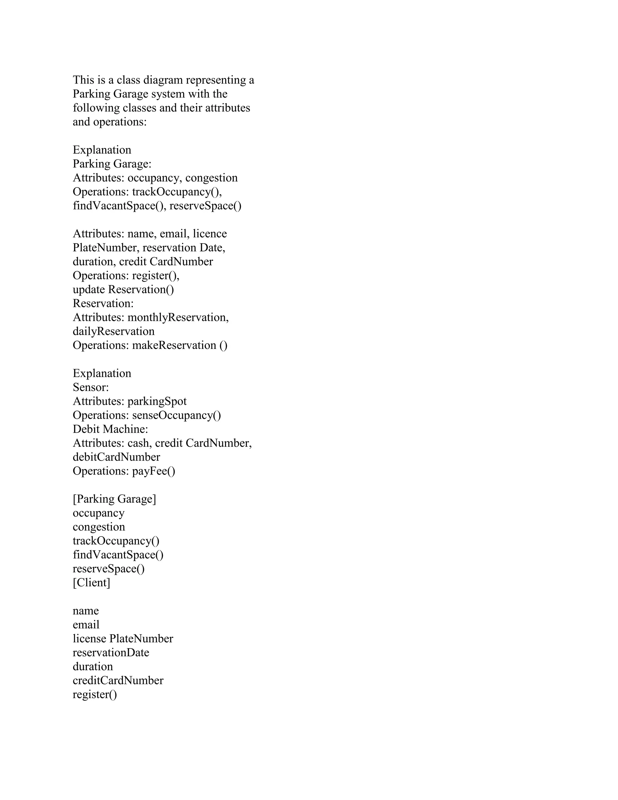 This is a class diagram representing a Parking Garage system with the.docx