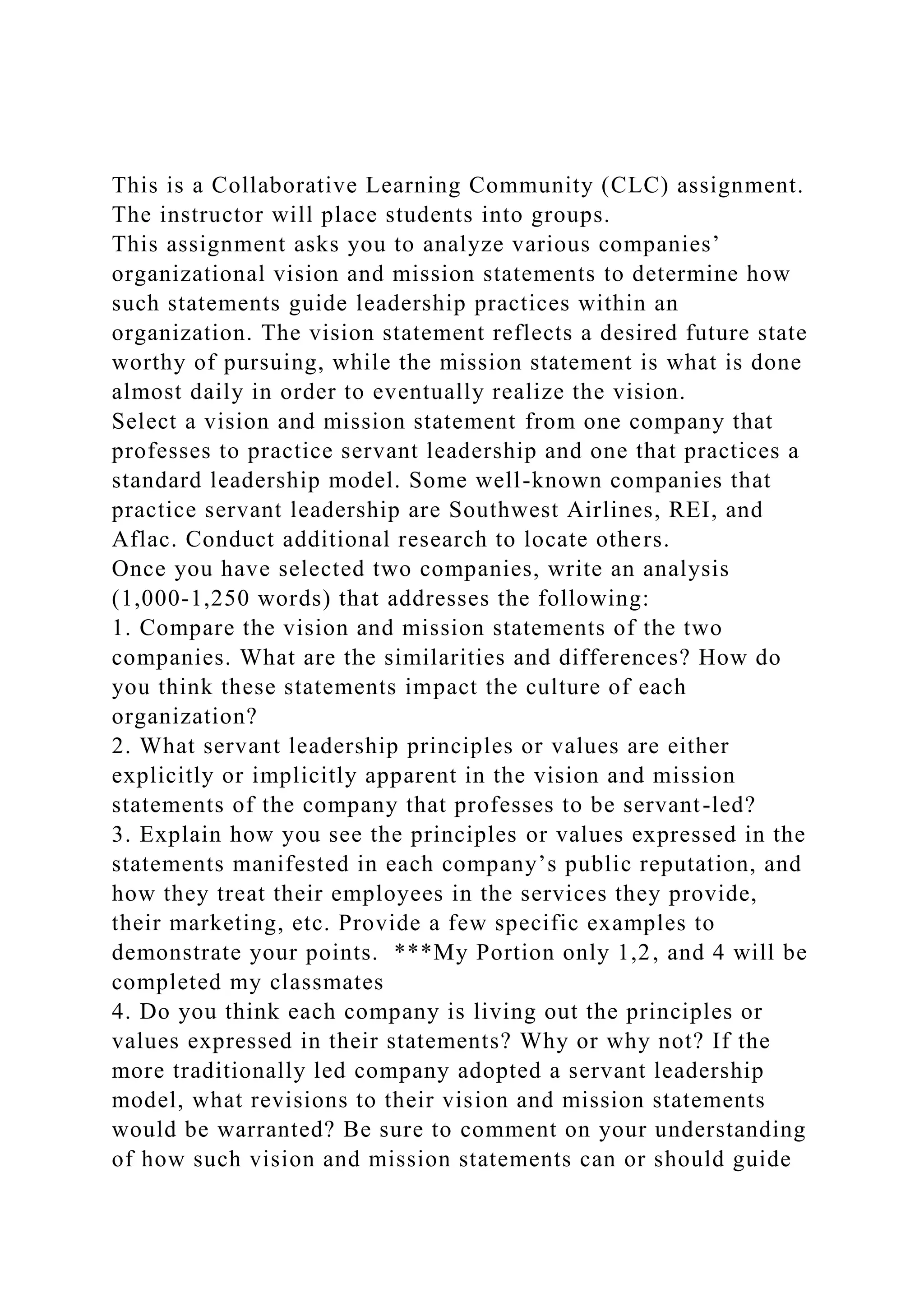 This is a Collaborative Learning Community (CLC) assignment.The | PDF