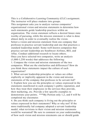 This is a Collaborative Learning Community (CLC) assignment.The | PDF