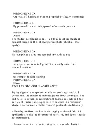 THIS IS AN EXAMPLE OF SOUTH UNIVERSITY’S IRB APPLICATION AND IS | DOCX