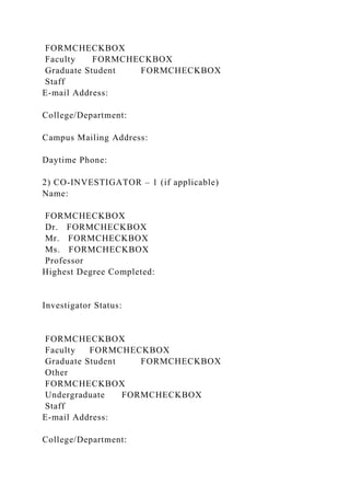 THIS IS AN EXAMPLE OF SOUTH UNIVERSITY’S IRB APPLICATION AND IS | DOCX