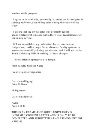 THIS IS AN EXAMPLE OF SOUTH UNIVERSITY’S IRB APPLICATION AND IS .docx