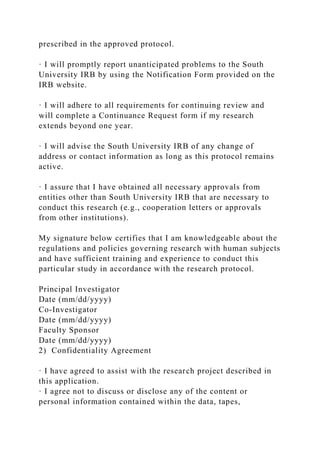 THIS IS AN EXAMPLE OF SOUTH UNIVERSITY’S IRB APPLICATION AND IS .docx ...