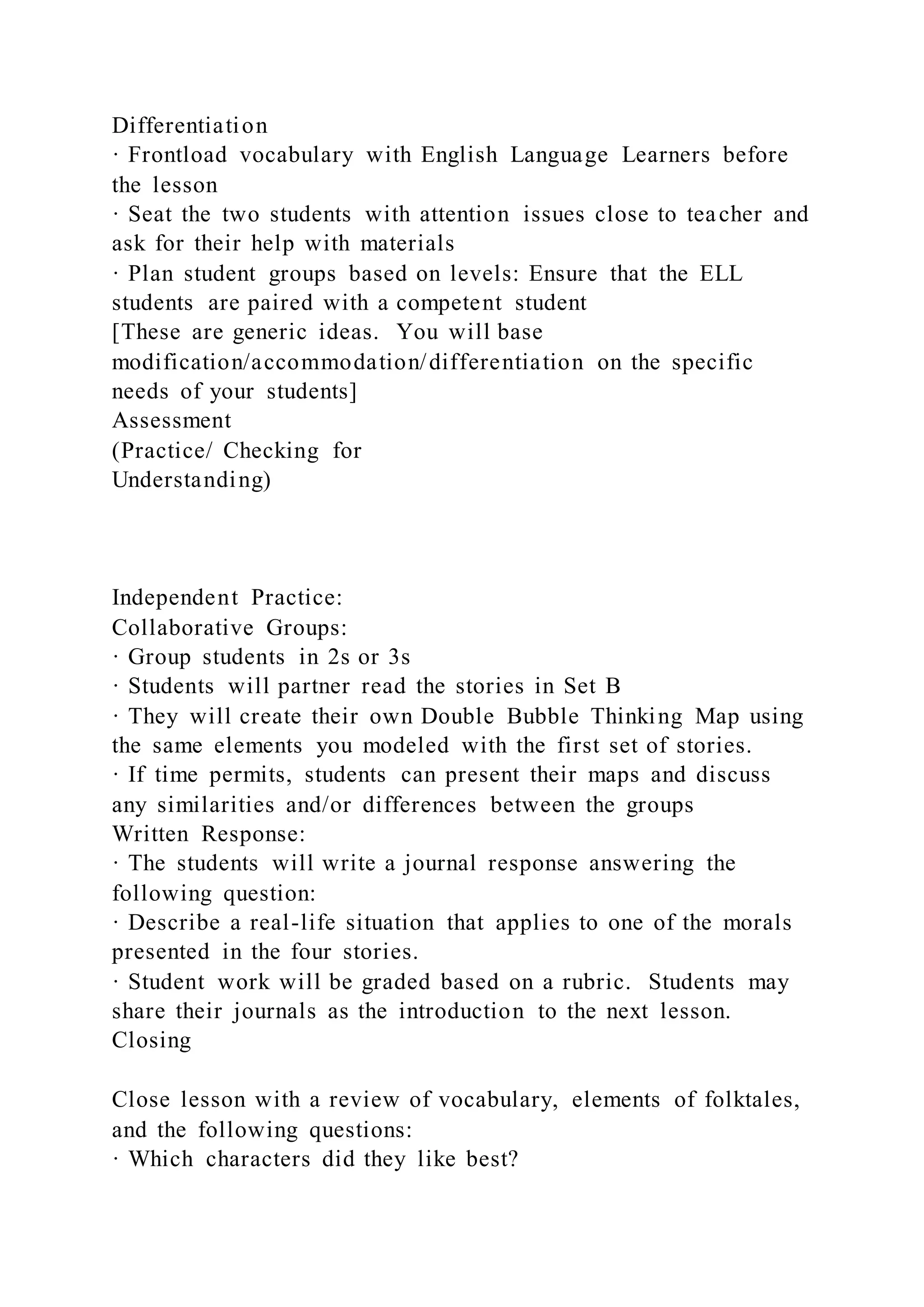 This is a sample lesson plan based upon information gained fro | DOCX