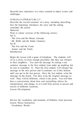 This is a sample lesson plan based upon information gained fro | DOCX