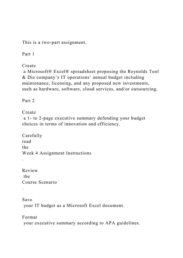 This is a two-part assignment.Part 1Create a Microsoft.docx