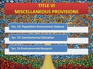 Contents of the Philippine Environment Code (from Title 3 onwards) | PPTX
