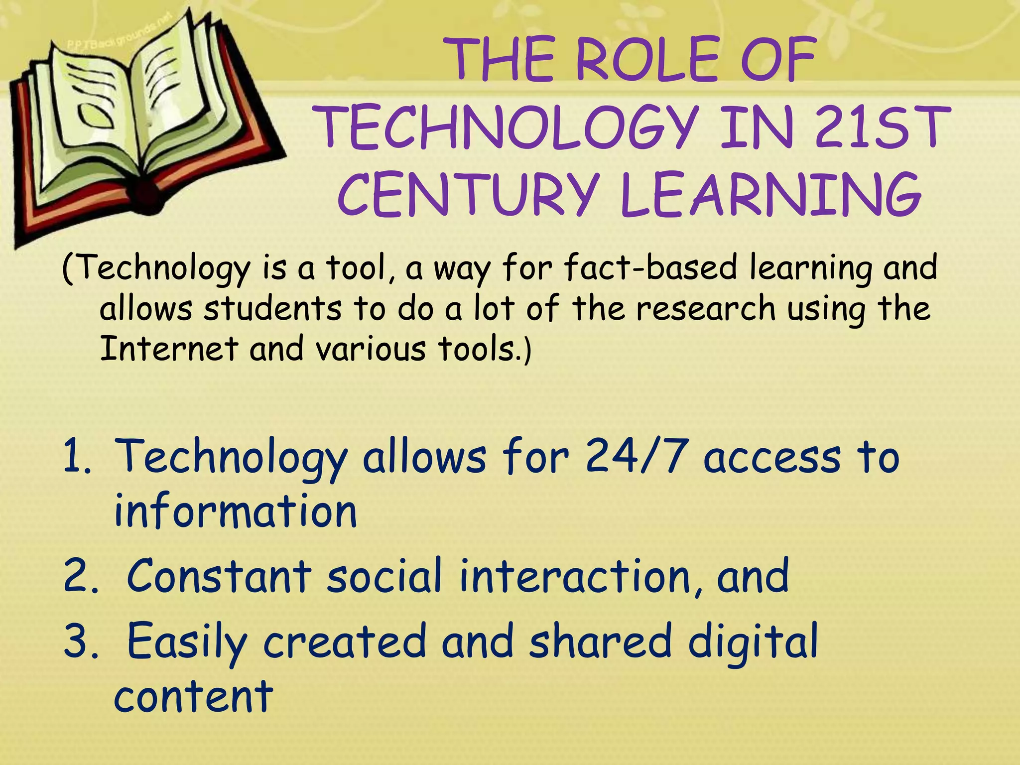 Roles and functions of technology in the 21st century education | PPTX