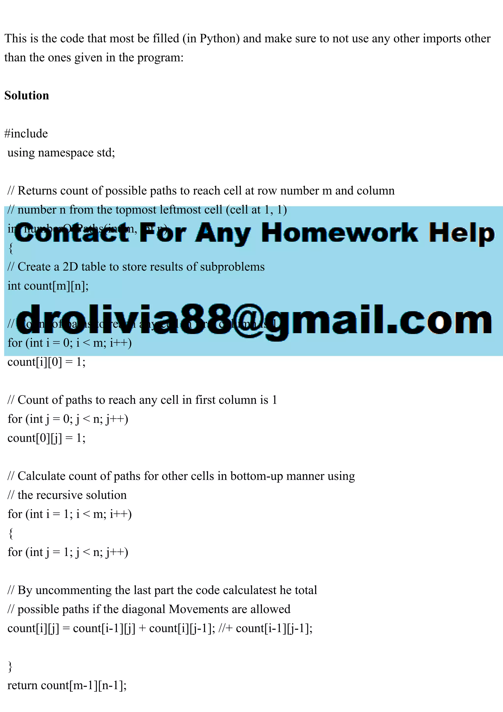 This is the code that most be filled (in Python) and make sure to no.pdf