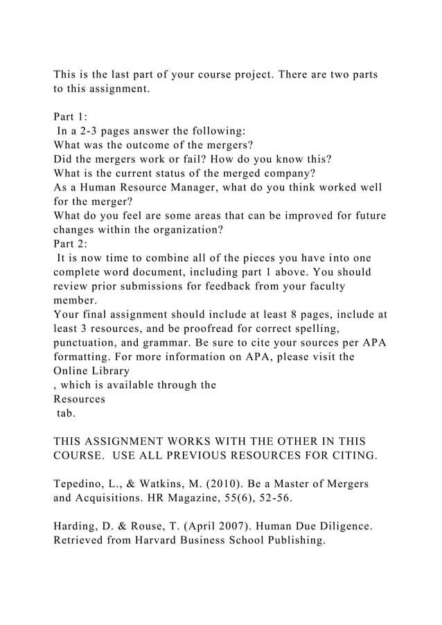 This is the last part of your course project. There are two parts to.docx