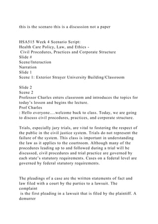this is the scenaro this is a discussion not a paperHSA515 Wee.docx