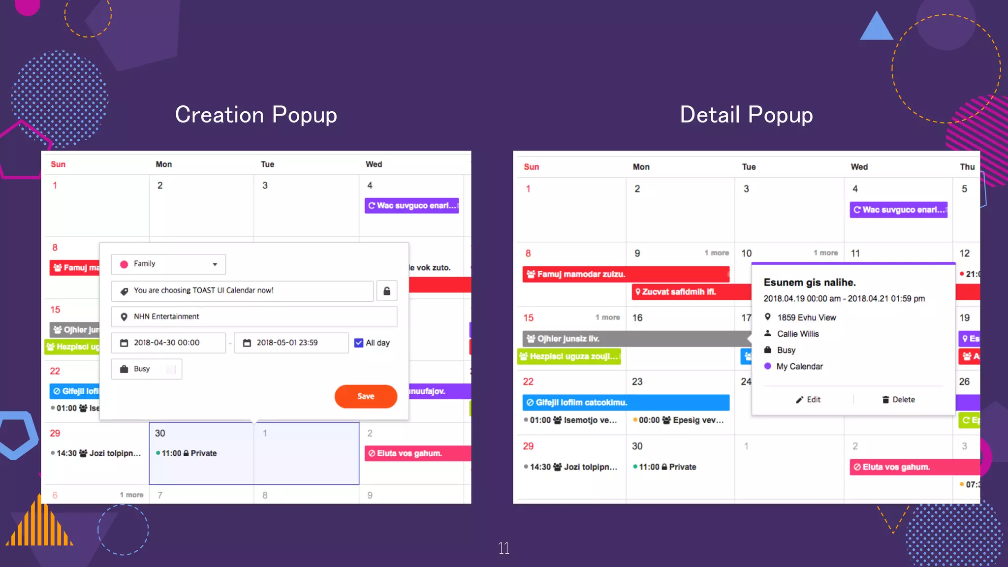 This is toast ui calendar presentation | PDF