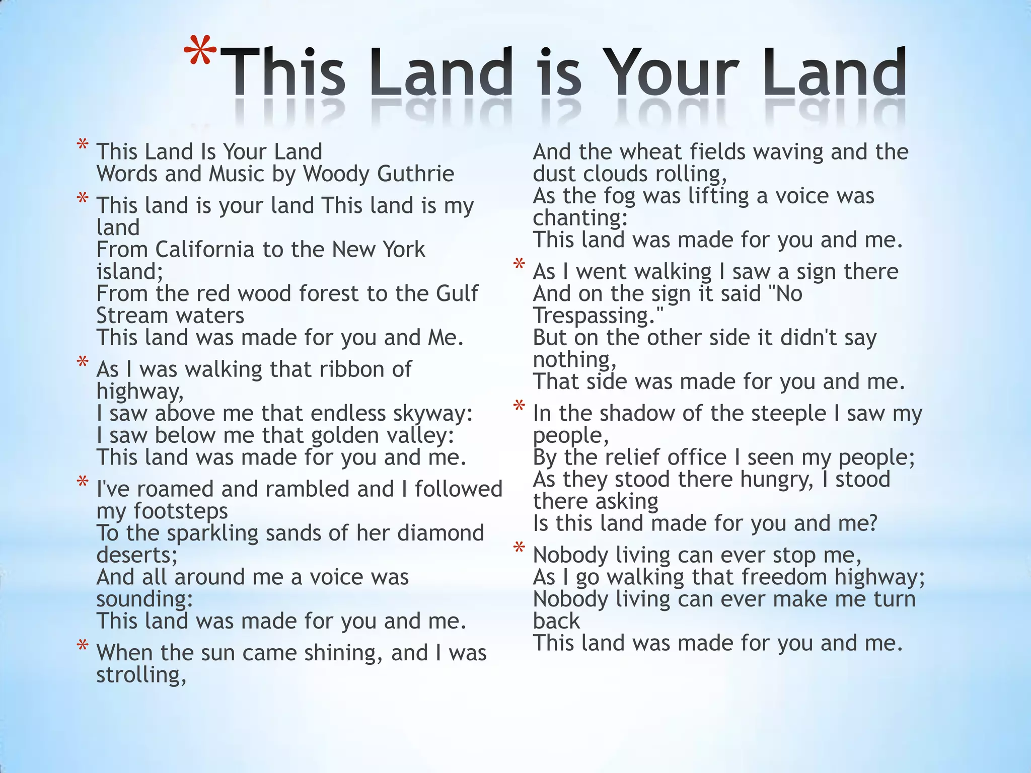This land is our land | PPTX