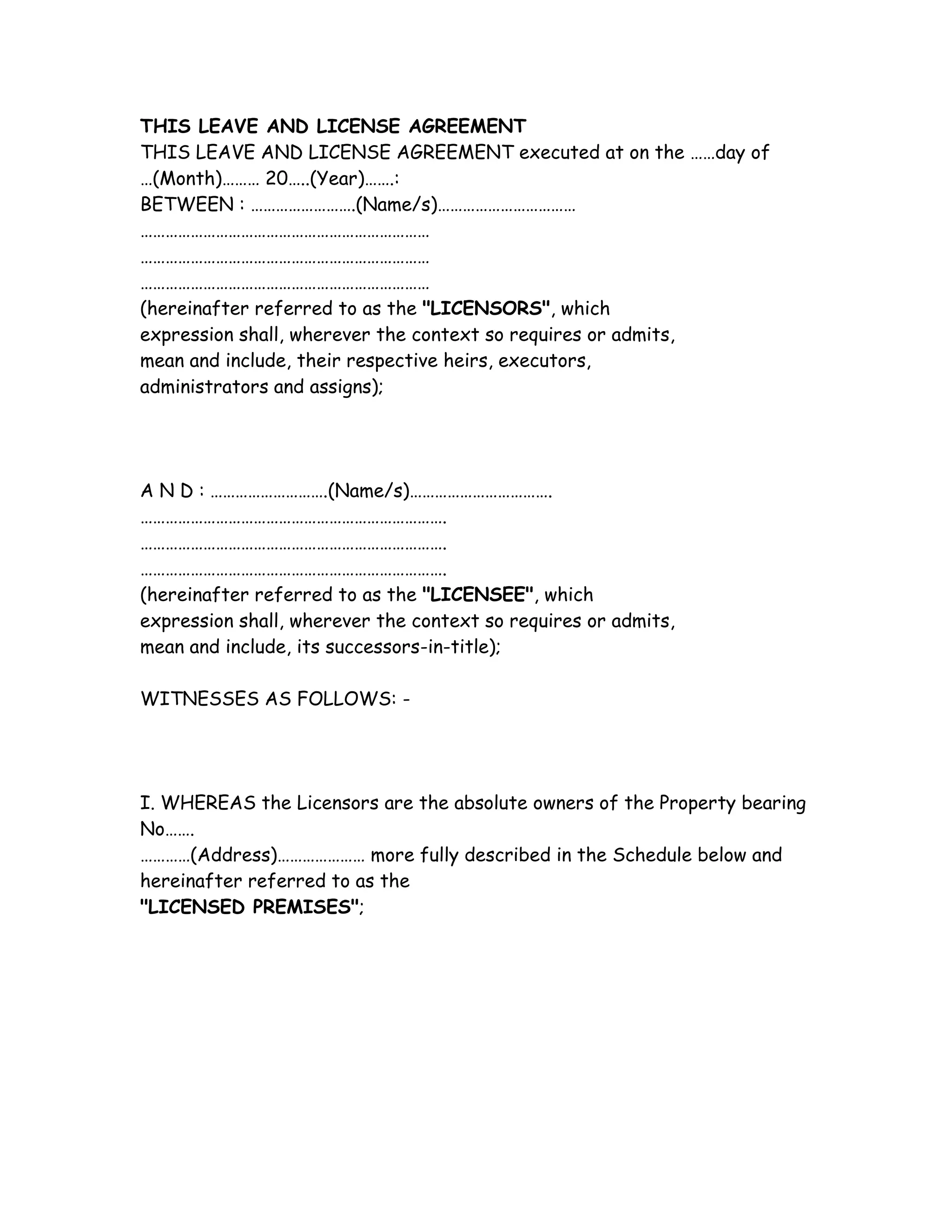 This leave and license agreement | DOCX