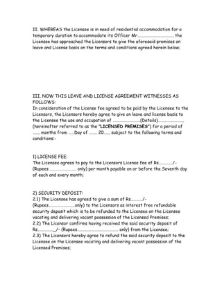 This leave and license agreement | DOCX