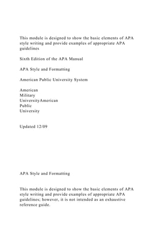 This module is designed to show the basic elements of APA style .docx ...