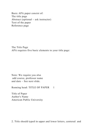 This module is designed to show the basic elements of APA style .docx