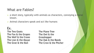 Aesop's Fables: The Lion and the Mouse & The Wolf and the Shepherd | PPT