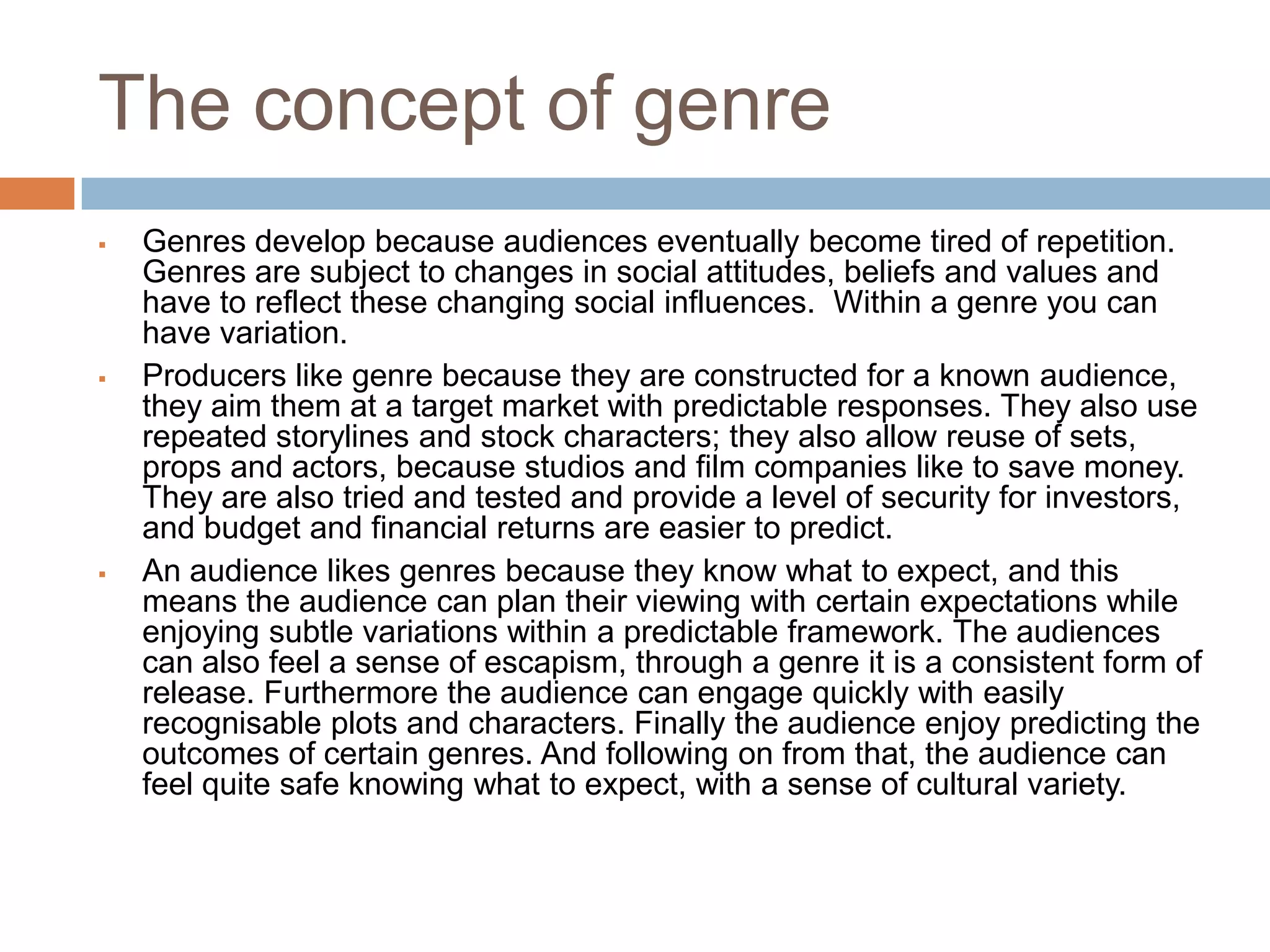 This one genre theory powerpoint | PPTX | Musicals | Genres